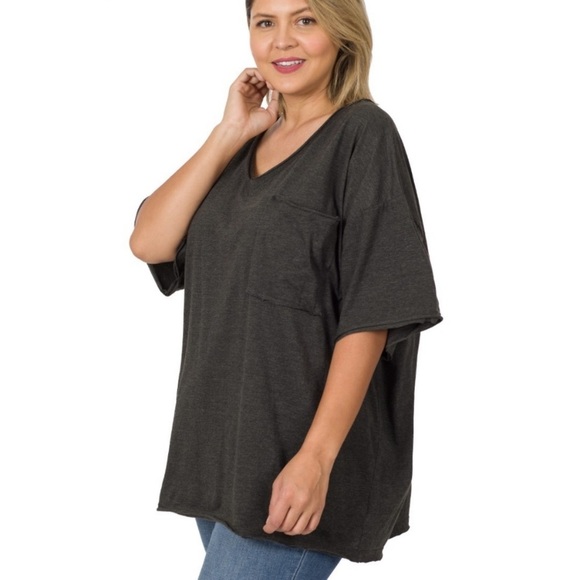 Zenana Outfitters | Tops | Zenana Charcoal Oversized Boyfriend Tee ...